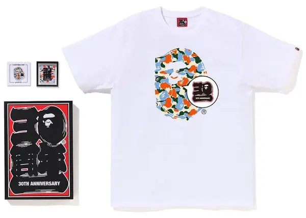 A BATHING APE Store Indonesia 30th Anniversary Ape Head Tee Shirt Set - White