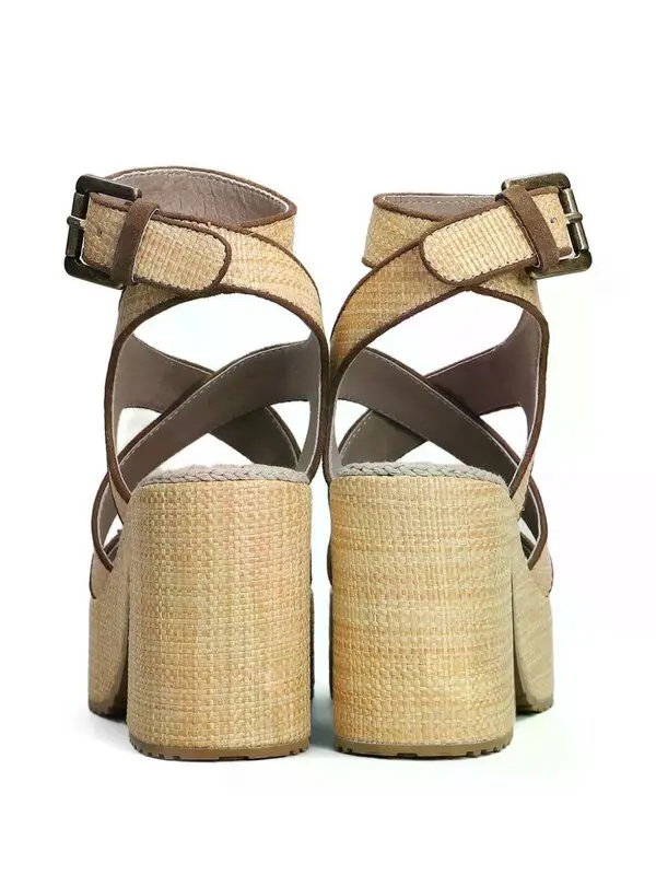 Mou 100mm Raffia Platform Sandals - Neutrals