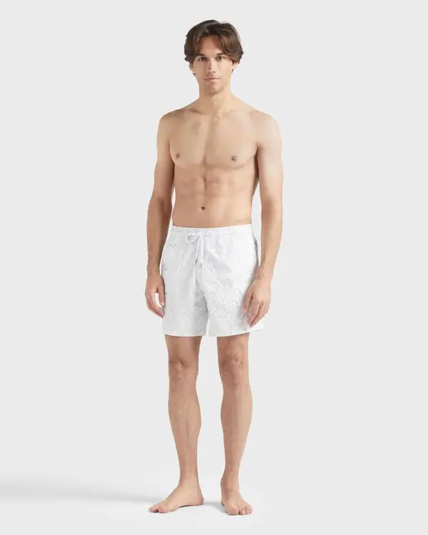 Vilebrequin Swim Trunks Ronde Des Tortues Jacquard - White