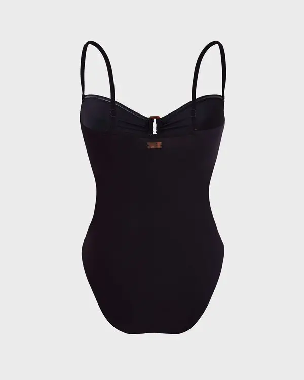 Vilebrequin Bandeau One-piece Swimsuit With Turtle Ring Detail - Black
