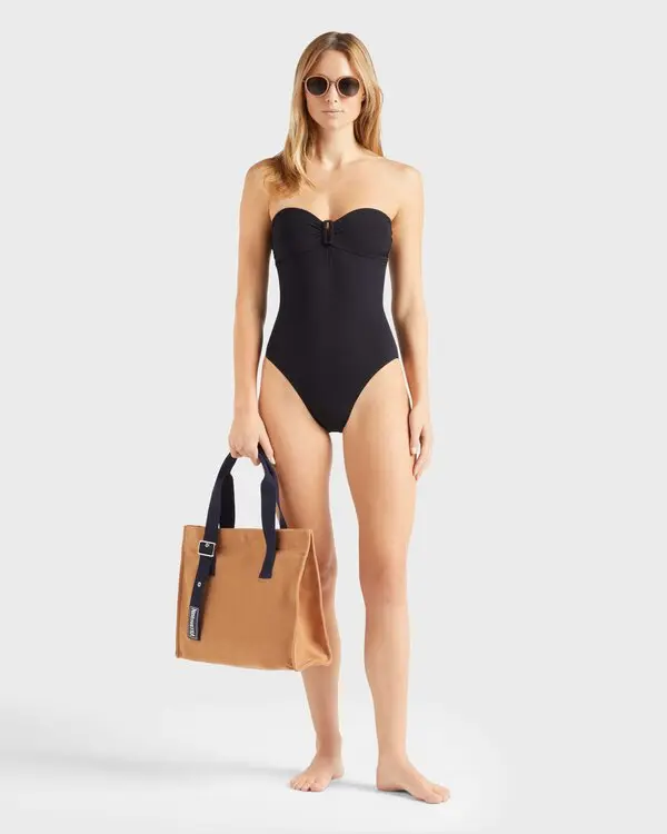 Vilebrequin Bandeau One-piece Swimsuit With Turtle Ring Detail - Black