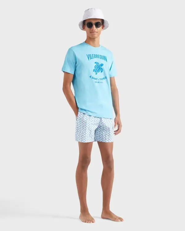 Vilebrequin Cotton Tshirt Contrasted Placed Gomy Logo Tee Shirt Portisol