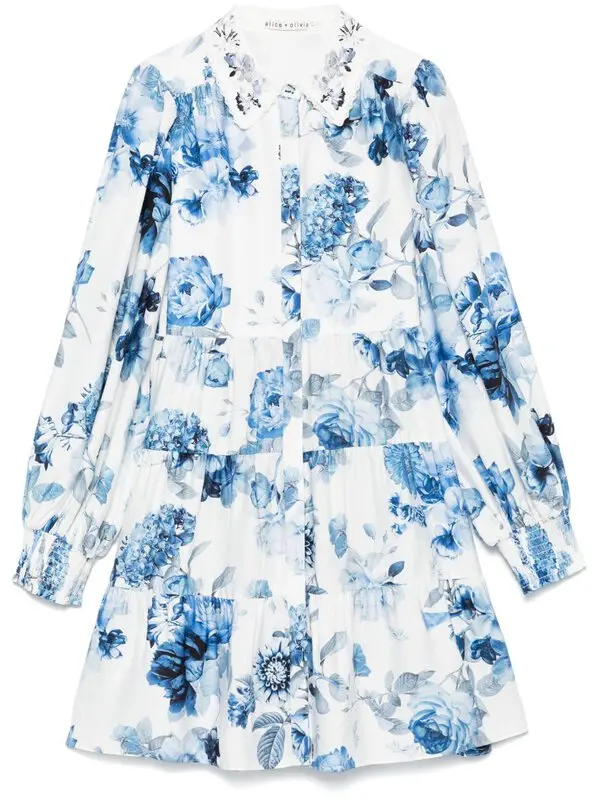 Alice + Olivia Junia Printed Mini Dress - Clear Blue