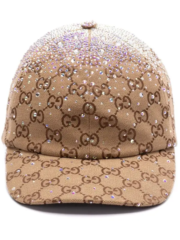 Gucci Crystal Embellished Gg Cap In Beige - 2% Off  display picture 2
