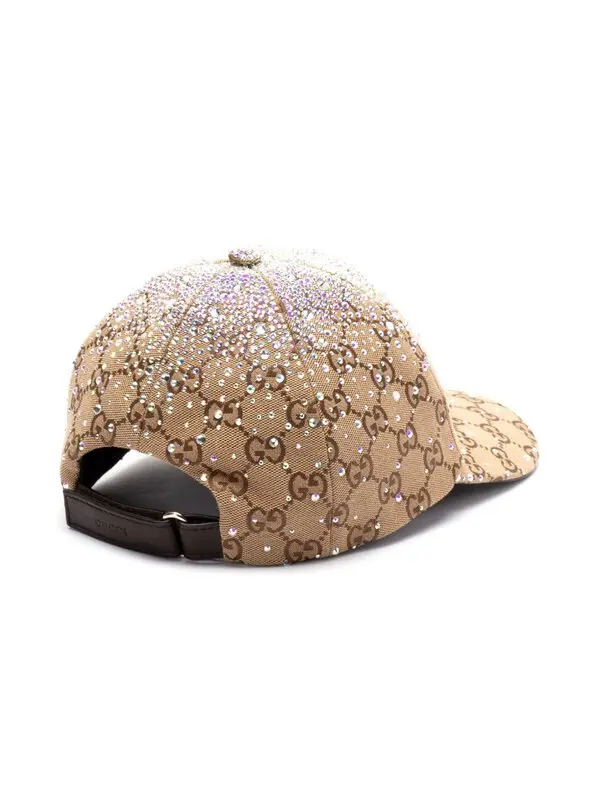 Gucci Crystal Embellished Gg Cap In Beige - 2% Off 