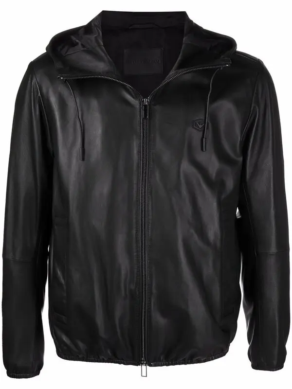 Emporio Armani Zipped Leather Jacket In Black - 44% Off | Editorialist