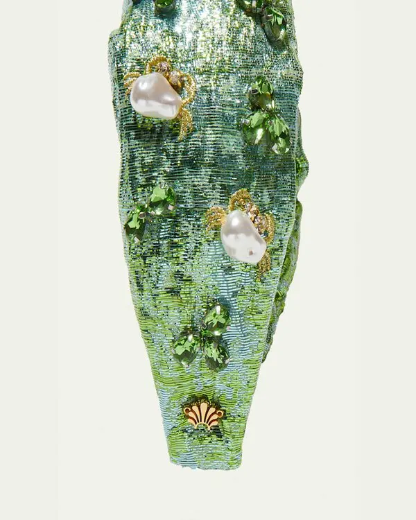 Lele Sadoughi Marina Knotted Headband - Jade | Editorialist display picture 2