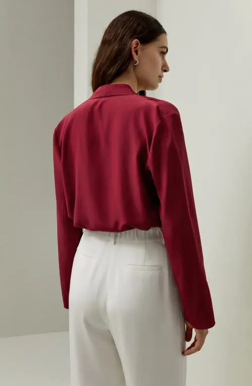 Lilysilk Silk Crêpe De Chine Long Sleeve Blouse - Cherry Red