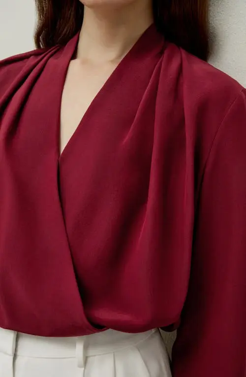 Lilysilk Silk Crêpe De Chine Long Sleeve Blouse - Cherry Red