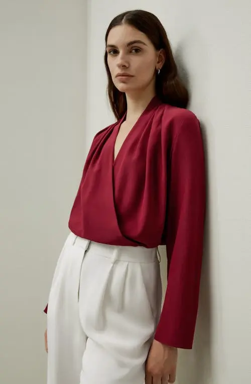Lilysilk Silk Crêpe De Chine Long Sleeve Blouse - Cherry Red