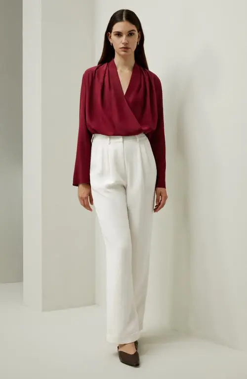 Lilysilk Silk Crêpe De Chine Long Sleeve Blouse - Cherry Red