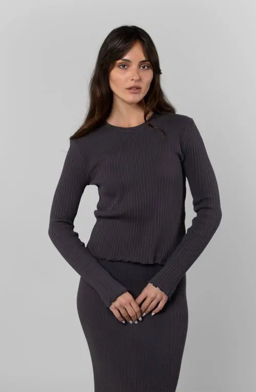 LEISURE LAB Cotton Rib Long Sleeve - Charcoal