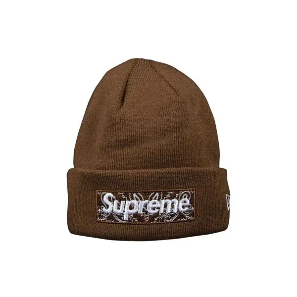 Supreme X New Era Bandana Box Logo Beanie - Brown