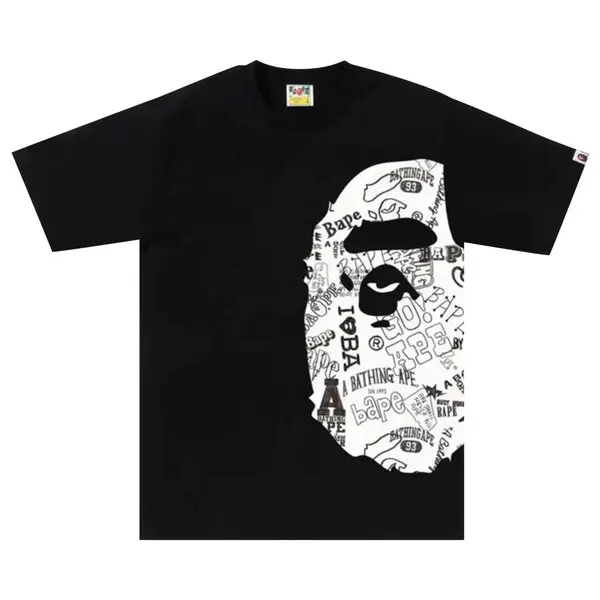 A BATHING APE Hand-drawn Pattern Ape Head Tee - Black