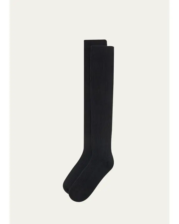 LISA YANG Zeraphine Cashmere Knee-high Socks - Black Bl