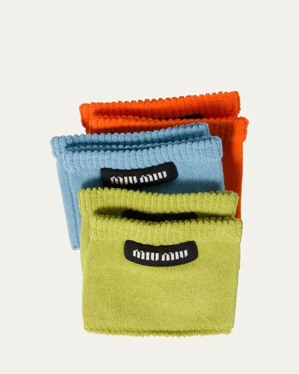 Miu Miu Logo Patch Socks, Set Of 3 - Arancio/cielo/pistac