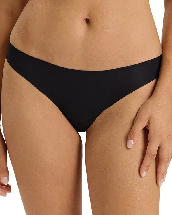 Hanro Invisible Cotton Blend Thong - Black