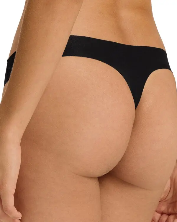 Hanro Invisible Cotton Blend Thong - Black