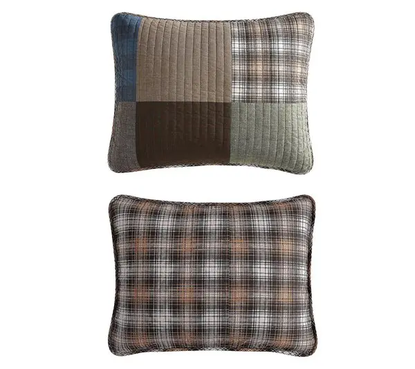 Eddie Bauer Classic Patchwork Brown King Quilt Ham Set