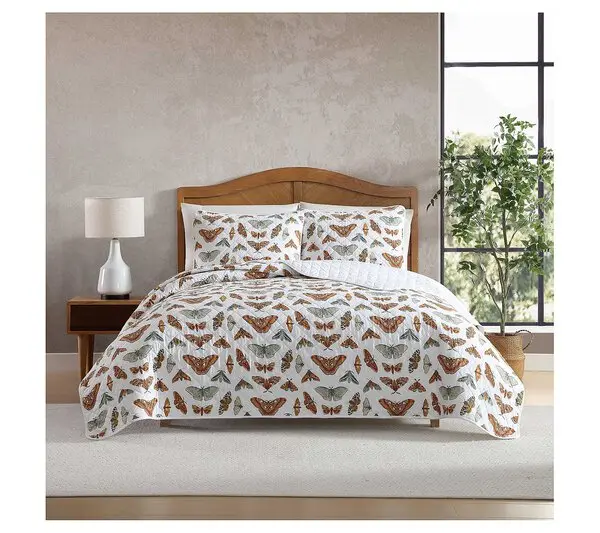 Eddie Bauer Wilford Butterfly Beige Twin Quilt Ham Set - One-color