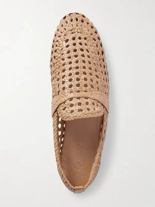 Loro Piana Leon Woven Leather Loafers - Neutrals