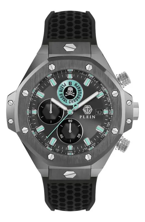 Philipp Plein Chronograph Silicone Strap Watch - Ip Gunmetal