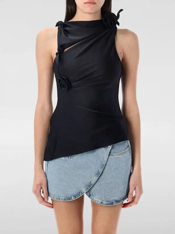 Coperni Asymmetrical Draped Top With Tie Detailing - Black
