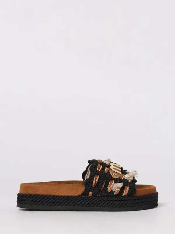 Mou Braided Heeled Sandals - Black