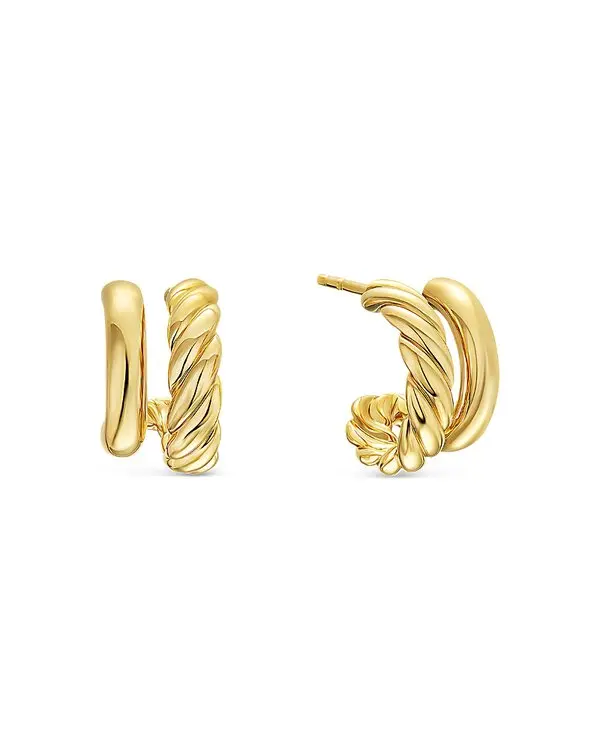 David Yurman Dy Mercer Double Hoop Huggie Earrings - Gold