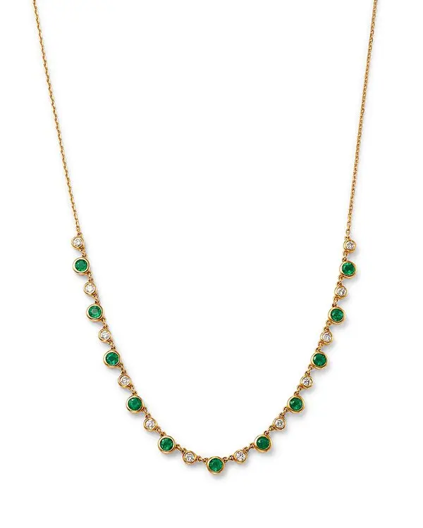 Bloomingdale'S 14k Yellow Gold Emerald And Diamond Necklace - Green/gold