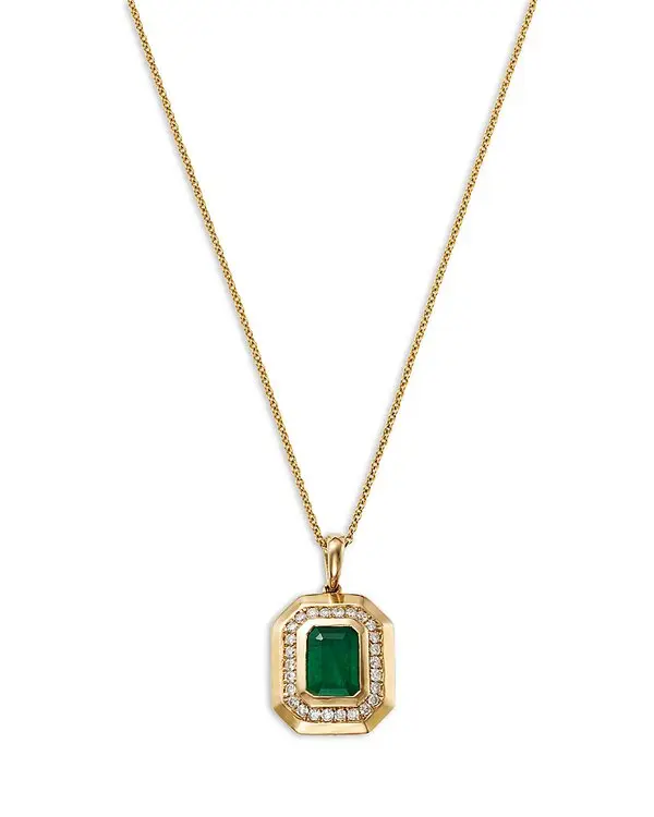Bloomingdale'S Emerald And Diamond Pendant Necklace - Green/gold