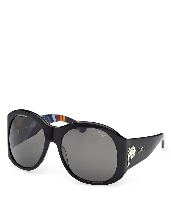 Emilio Pucci Geometric Sunglasses, 59mm - Black/smoke