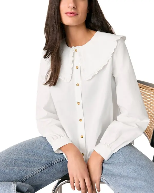 Whistles Cotton Collar Detail Top