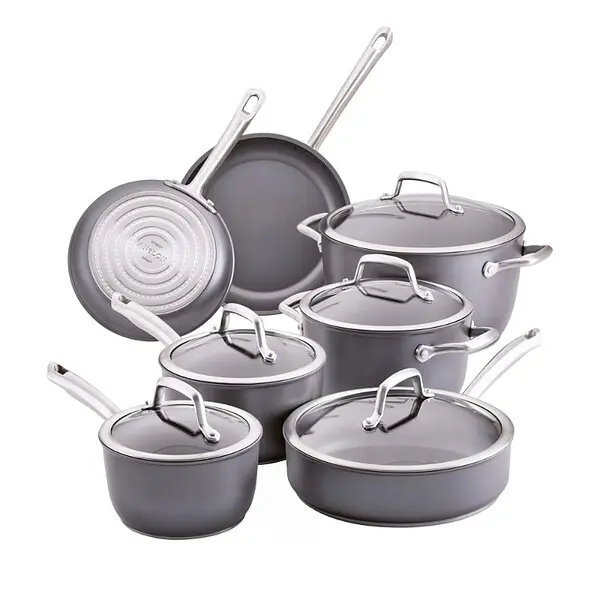 ANOLON Accolade 12-piece Forged Hard Anodized Nonstick Cookware Set - Gray