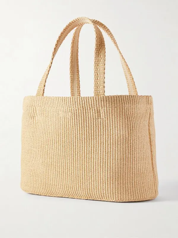 JIMMY CHOO Avenue Logo-embroidered Raffia Tote - Neutrals