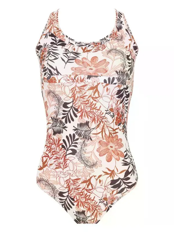 AMIR SLAMA Floral-print One Piece Swimsuit - White