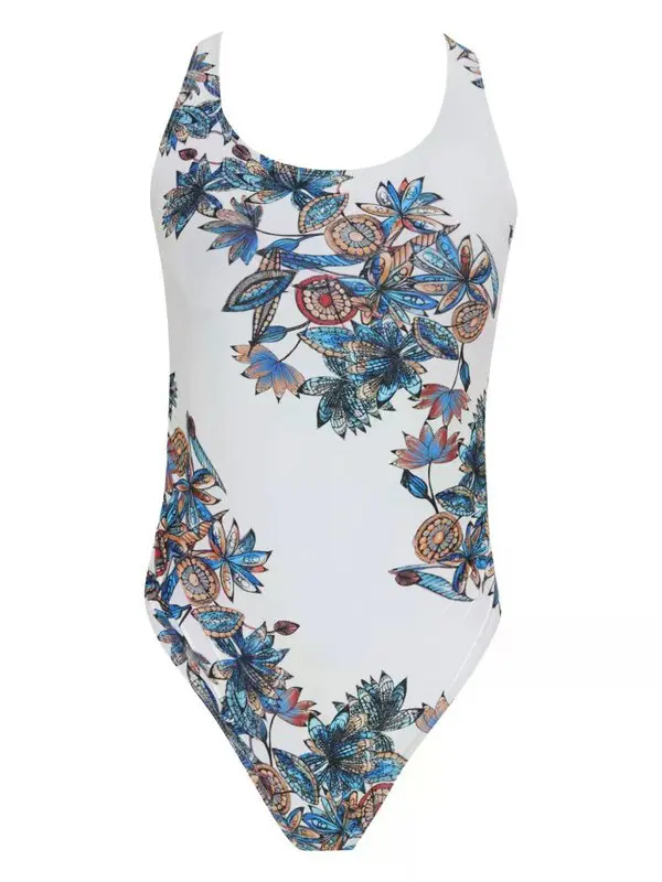 AMIR SLAMA Floral-print One-piece Swimsuit - White