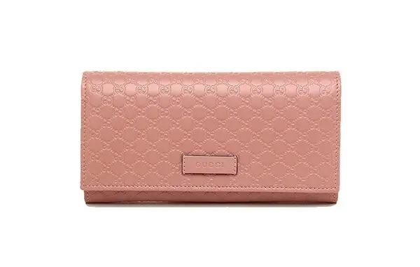 Gucci Continential Bifold Wallet Microssima - Soft Pink