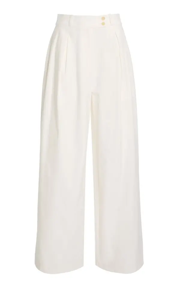 Jenni Kayne Newport High-rise Wide-leg Cotton Pants - White