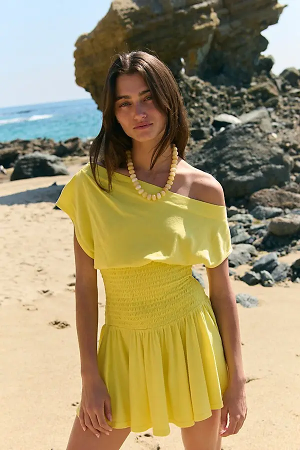 Free People Scorching Hot Mini Dress - Blazing Yellow