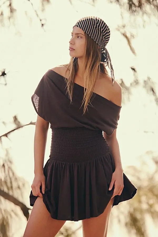 Free People Off-the-shoulder Smocked Bodice Mini Dress - Carafe