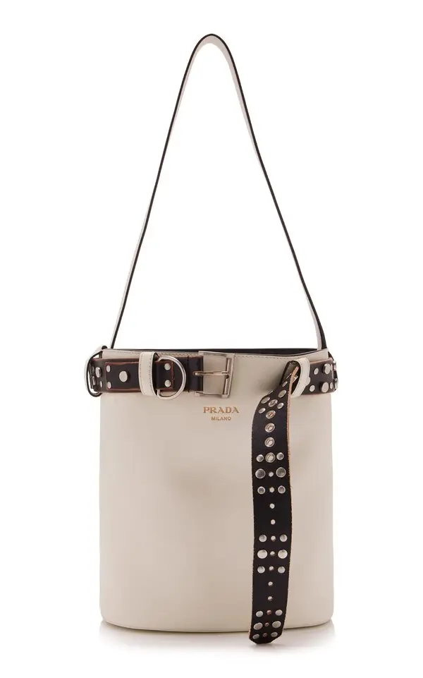 Prada Buckle Leather Bucket Bag