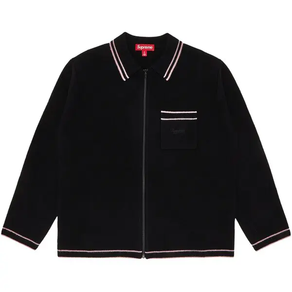 Supreme Zip Up Polo Sweater - Black | Editorialist