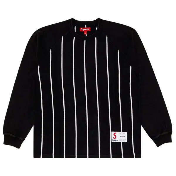 Supreme Stripe Raglan Long-sleeve Top - Black