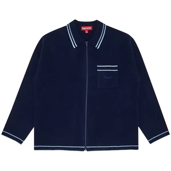 トップス supreme Zip Up Polo Sweater size:L Supreme Zip Up Polo Sweater Black Men's - FW24 - US