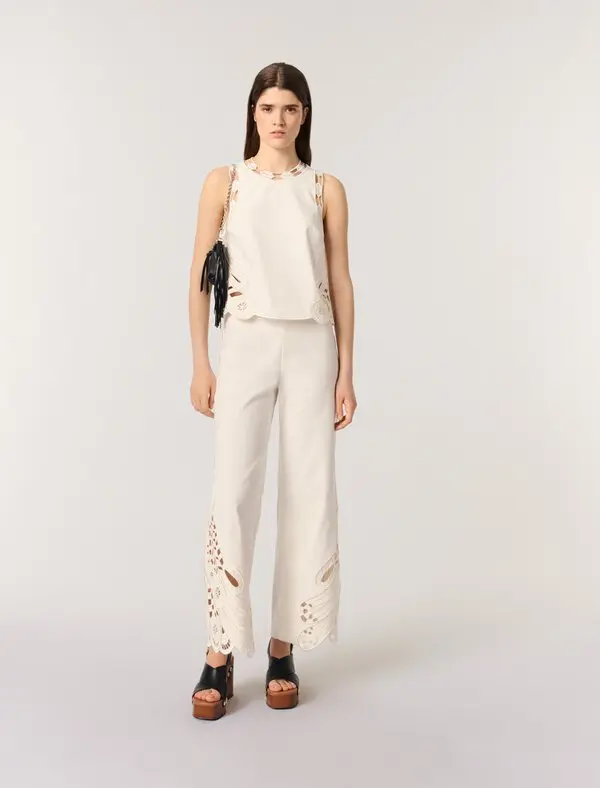Maje Cotton Embroidered Vest Top