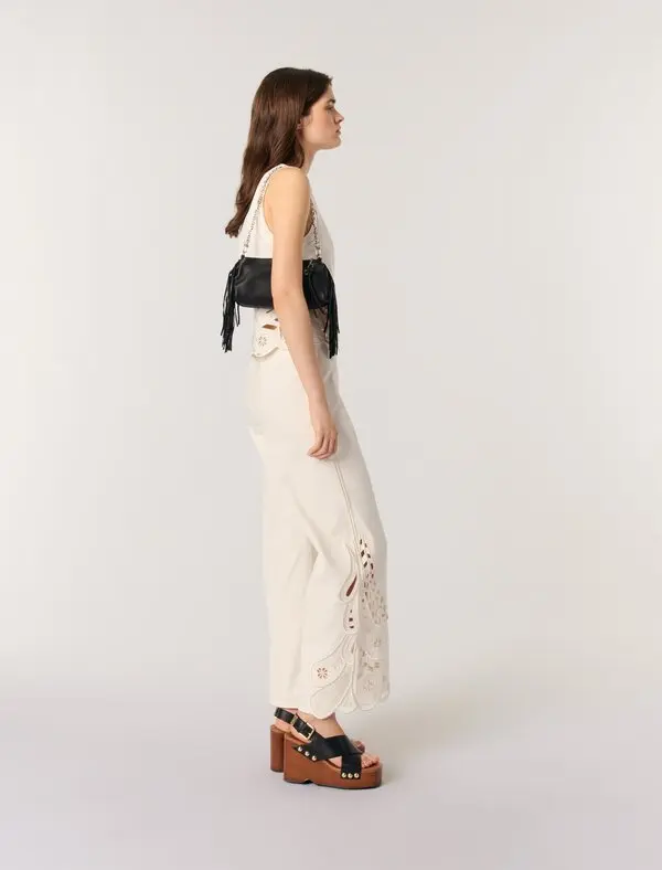Maje Cotton Embroidered Vest Top