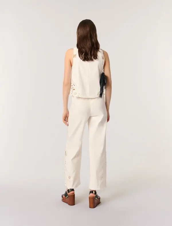Maje Cotton Embroidered Vest Top