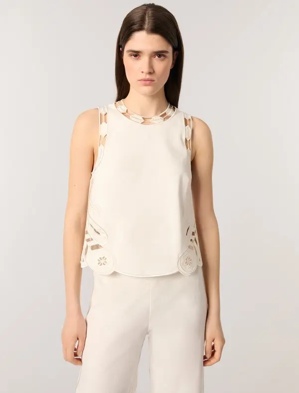 Maje Cotton Embroidered Vest Top