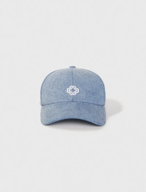 Maje Cotton Denim Cap - Blue Jean